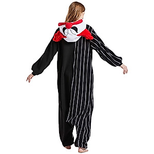 DarkCom Onesie Christmas Pajamas Adult Animal Halloween Costume Cosplay Clown One Piece Unisex Homewear Polar Fleece Sleepwear Small