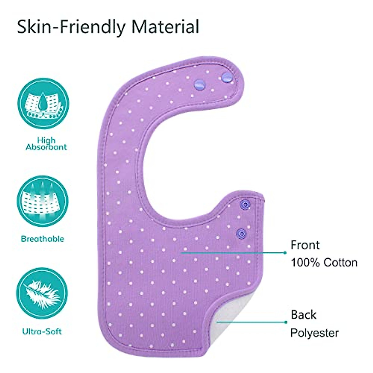 Hakochia Baby Bibs Organic Cotton Soft Absorbent Baby Bandana Drool Bibs With Adjustable Snaps for Girls Teething and Drooling 3-36 Months