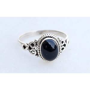 Black Onyx Stone Ring 925 Sterling Silver Statement Ring For Women Handmade Rings Gemstone Christmas Promise Ring Size US 9 Gift For Her
