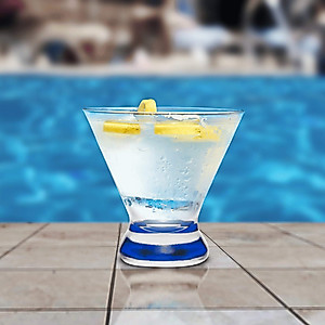 Libbey Martini Glasses 8.25 oz. Set of 10, Bulk Pack - Great for Cocktails, Wedding Favors, Party Favors, Events - Blue