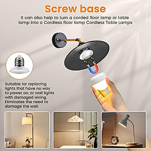 SCOPOW 2Packs E26 Rechargeable Light Bulbs with Remote Control Timer and 3 Color Temperature Magnetically Battery Operated Light Bulbs Dimmer for Non-Hardwired Detachable (5W+E26+3Colors+2PC)