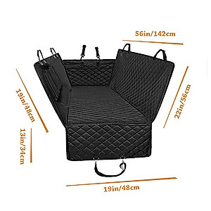 Honest Luxury Quilted Dog Car Seat Covers with Side Flap Pet Backseat Cover for Cars, Trucks, and Suv's - Waterproof & Nonslip Diamond Pattern Dog Seat Cover Black Large (57''Wx60''L)