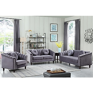 YIPDFERNOR Purple Lint 3-Piece Living Room Sofa Set, Contemporary Sofa Couch Set, for Living Room Furniture Sets、Offices、Apartments（Loveseat）