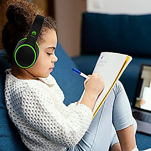 rockpapa E9W On-Ear Headphones with Microphone, Folding Wired Headphones with Mic & 5FT No-Tangle Cord, Portable Stereo Headphones for School Smartphone Computer Tablet Travel Black Green