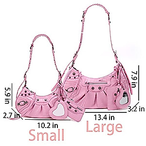 Women Punk Style Rivet Satchels Handbags Crocodile Pattern Shoulder Bags With Mirror And Card Hobo Bags