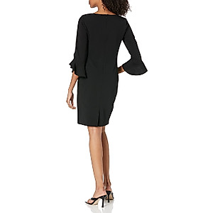 Karl Lagerfeld Paris Women's Tulip Sleeve Crepe Dress, Dark Black, 0