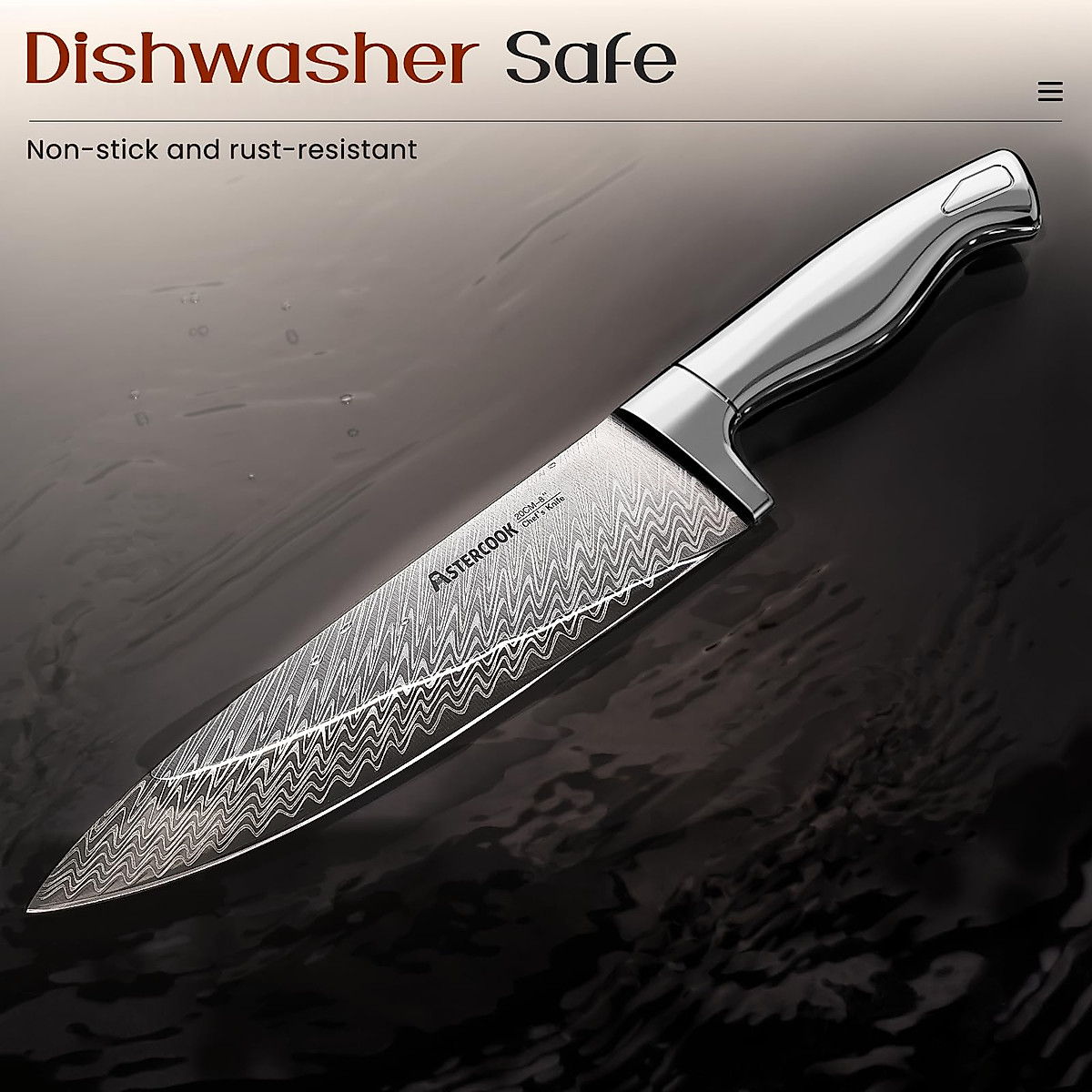 Knife Set, Astercook 15 Pcs Knife Sets for Kitchen with Block, Dishwasher Safe Kitchen Knife Set with Built-in Sharpener, German Stainless Steel Knife Block Set