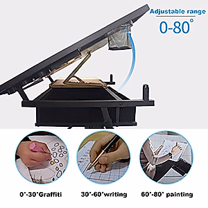 EESHHA Drawing Table Adjustable Glass Drafting Table,Versatile Art Study Table,with Storage Drawers,Art Studio Design Sketching Painting Work Station