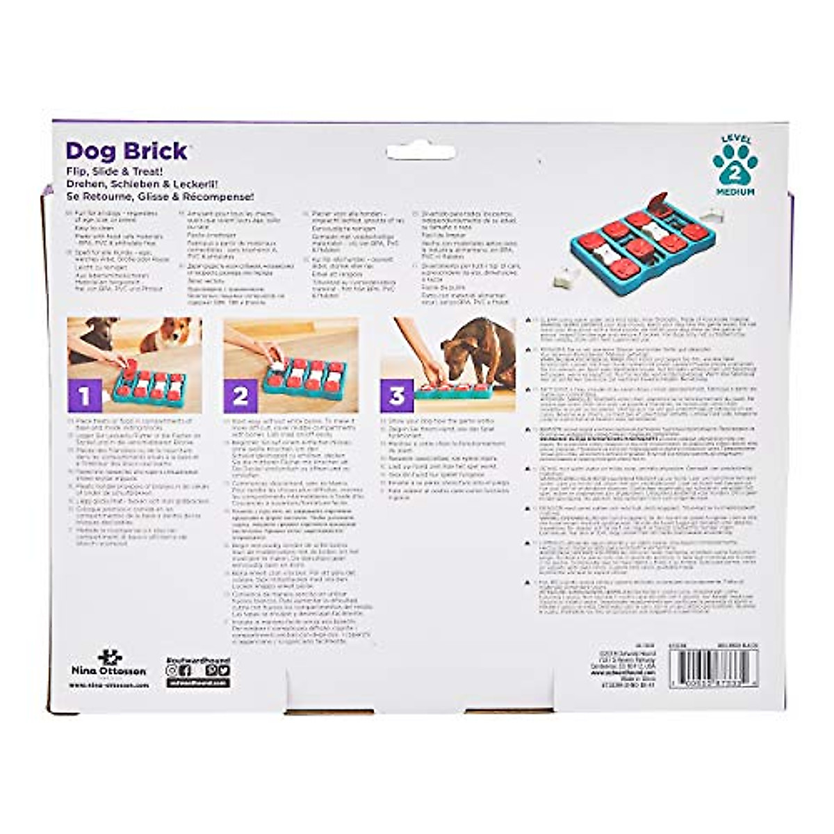 Outward Hound Nina Ottosson Dog Brick Interactive Treat Puzzle Dog Toy, Intermediate