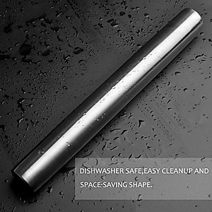 Hvanam Stainless Steel Rolling Pin Professional French Metal Dough Roller 15.75" Kitchen Baking Tools Supplies For Pizza,Pasta,Cake,Pastry,Ravioli,Fondant,Cookies