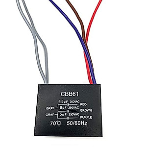 New CEILING FAN CAPACITOR CBB61 4.5uf + 6uf + 5uf 5 WIRE 250V