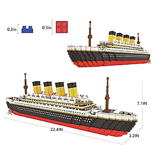 3800+ PCS Micro Blocks Titanic Model Building Set, Mini Building Bricks Titanic Toy Ship Block, 3D Puzzle Sets DIY Educational Toys Gift for Adults and Kids Age 8+