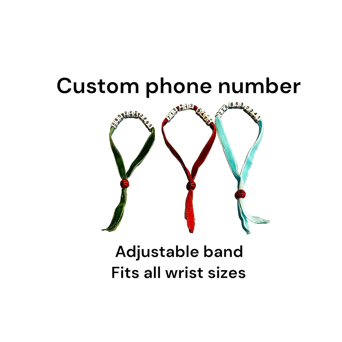 Emergency Custom phone number Bracelet for loved ones, 3 bracelets in a Pack, A Wristband for Boys and Girls with Phone Number for any age (Multi 4)