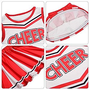 knemmy Cheerleader Costume for Girls Cheerleading Outfit Cheer Leader Dress for Halloween Party (Red, 4T(120))