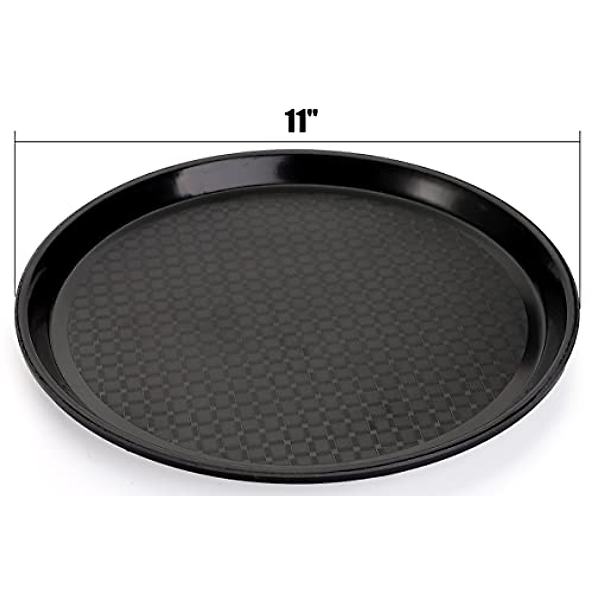 Yesland 6 Pack Restaurant Serving Trays, 11 Inch Non-Slip Tray Ottoman Tray, Plastic Coffee Table Circle Tray with Raised Edges for Breakfast, Drinks, Snack for Coffee Table, Dining Table, Black