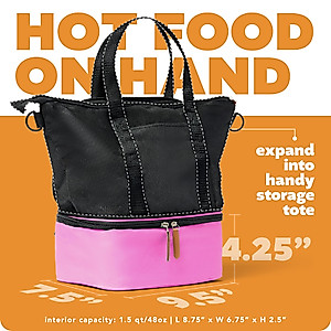 HOTLOGIC Mini XP Portable Electric Lunch Box Food Heater - Expandable Food Warmer Tote and Heated Lunchbox for Adults Work/Car/Home - Easily Cook, Reheat, and Keep Your Food Warm - PINK - 120V