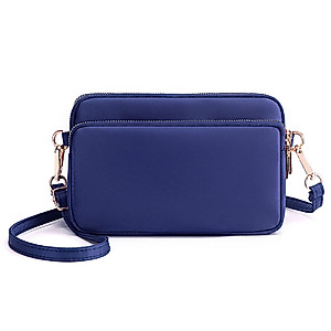 WITERY Multi Zipper Small Crossbody Bags for Women - Waterproof Mini Purse Nylon Travel Shoulder Bag Cell Phone Purse Pouch with Shoulder Strap