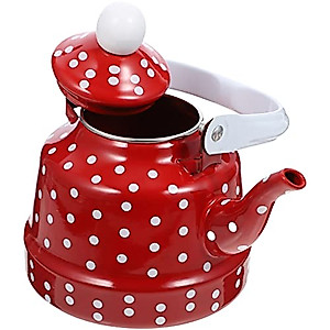 STOBAZA Tea Pot Tea Pot Tea Kettle Stovetop Ceramic Enameled Teapot Red Dot Tea Kettle Stainless Steel Water Boiling Pot for Kitchen Stovetop 1.7L Tea Pot Tea Kettle Stovetop Tea Kettle Stovetop