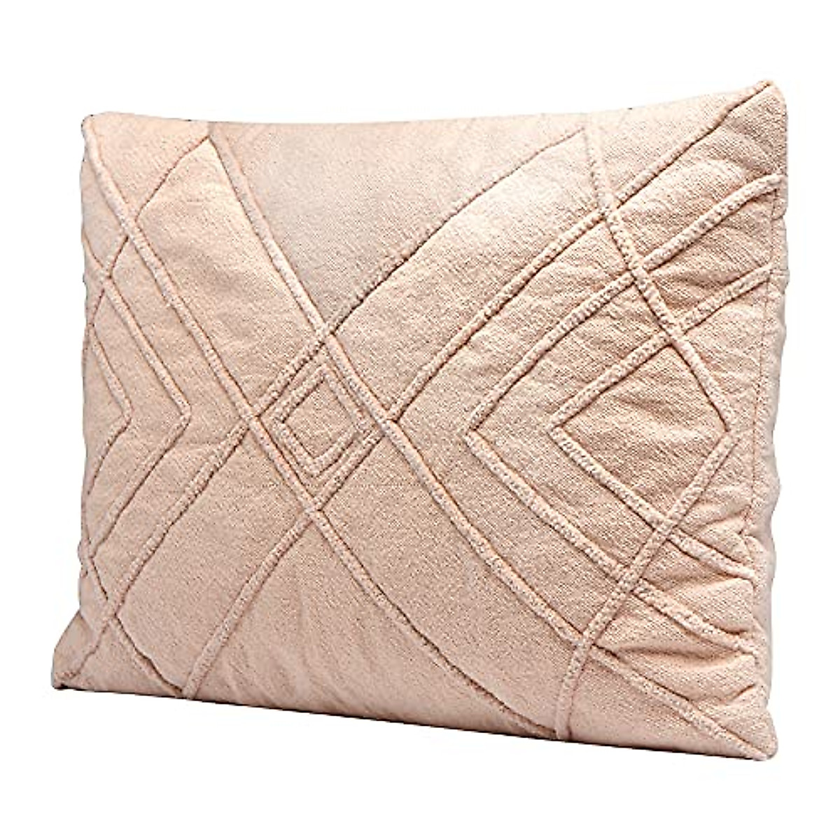 Main + Mesa Embroidered Cotton Geometric Lumbar Pillow, Blush