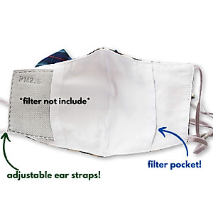 HOPE LOVE SHINE Cotton Face Masks with Adjustable Ear Loops and Filter Pocket for Adult Men and Women - Reusable, Breathable, and Washable - Green Plaid, Beige Plaid, Black, and Navy - 4 Pack