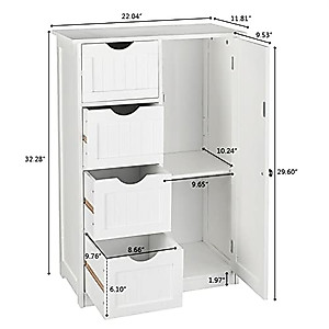 Nightstand Bedside Table Drawer Cabinet 4 Drawer Dresser Shelf Cabinet Storage Home Bedroom Living Room Furniture White Bathroom Storage Cabinet Lightweight Space-saving Easy To Move Storage Tower Dre