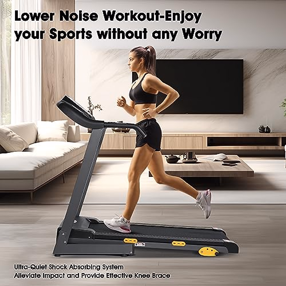 Treadmill with 3-Level Manual Incline for Home Use 17'' Wide Folding Electric Running Machine 2.5HP/8.5MPH with 15 Preset Programs Running Machine Large LCD Display
