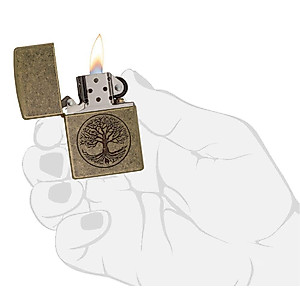 Zippo "Tree of Life Pocket Lighter, Antique Brass, One Size (29149)