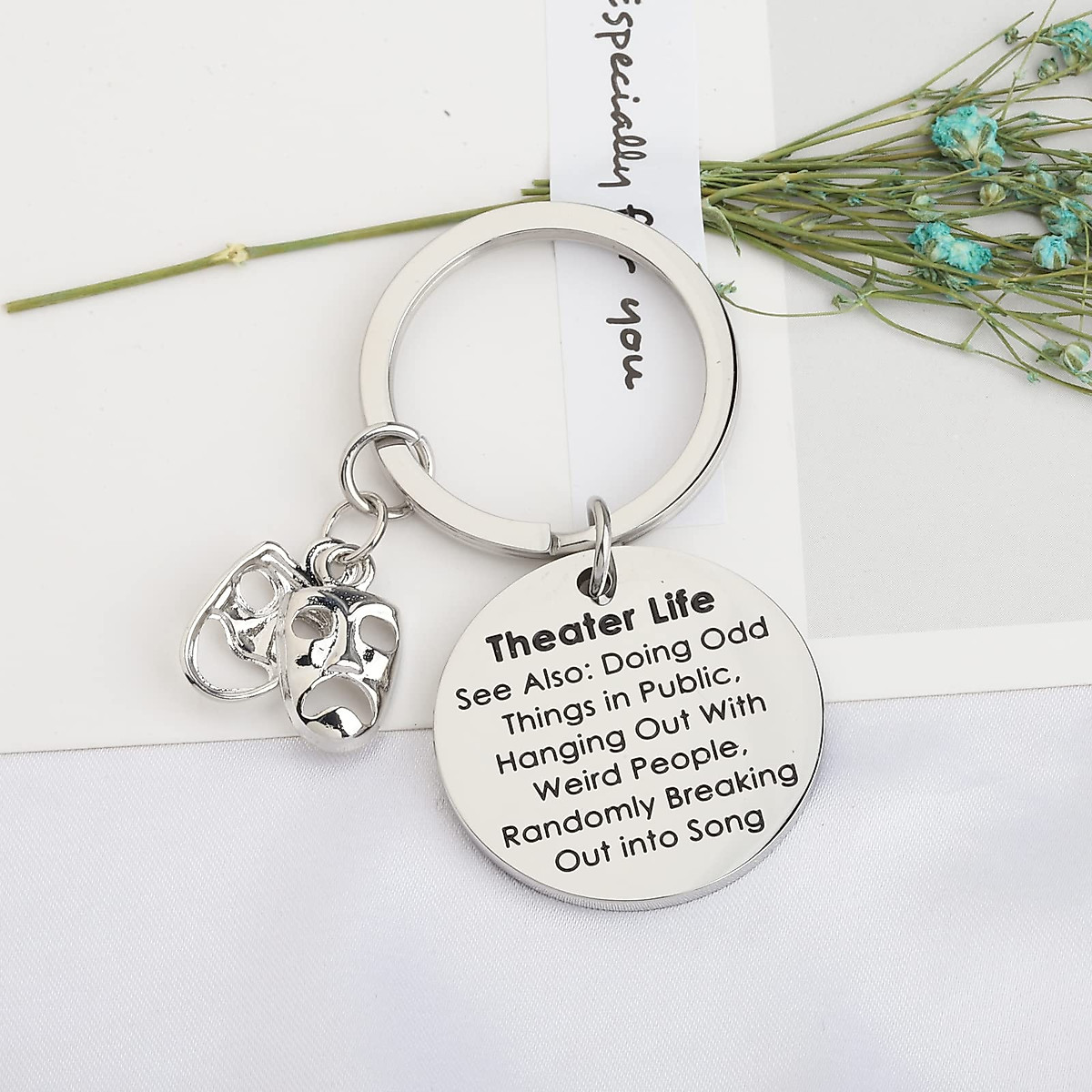 WSNANG Drama Theater Gifts Theatre Life Keychain Comedy Tragedy Mask Jewelry Broadway Musical Jewelry Drama Teacher Gift (Theater Life KC)