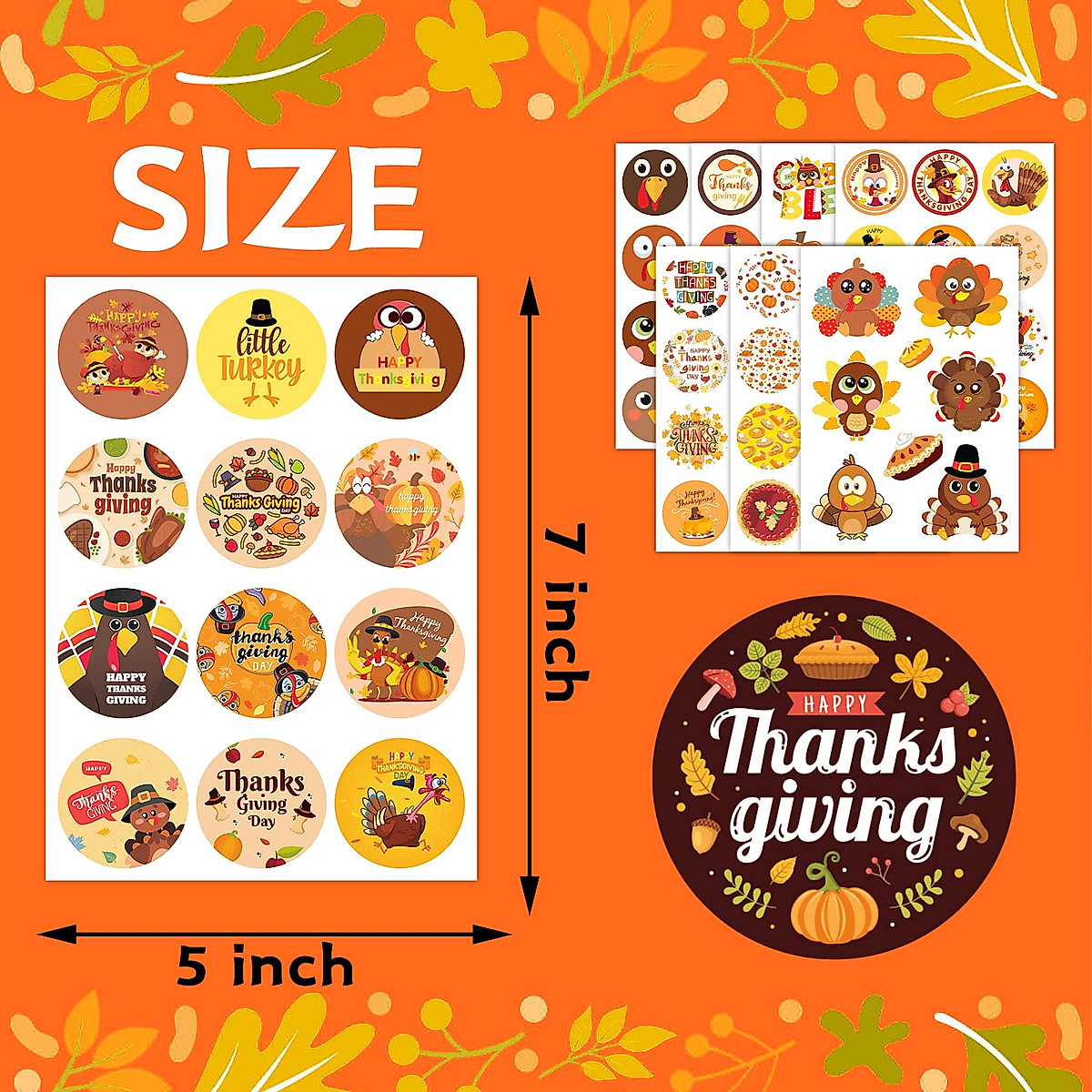 Thanksgiving Stickers for Kids Turkey Stickers Thanksgiving Sticker Happy Thanksgiving Stickers November Stickers for Thanksgiving Laptop Water Bottles Crafts Scrapbooking Decorations