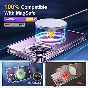 VANMASS Latest Upgraded for iPhone 14 Pro Max Phone Case MagSafe with Stand - Anti-Yellowing - Ultra Clear, Non-Slip, Drop Protection & Shockproof Phone Case for iPhone 14 Pro Max (ONLY) - Clear