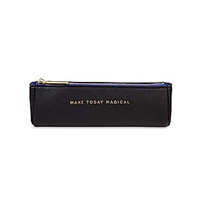Katie Loxton Make Today Magical Womens Small Vegan Leather Zippered Pen and Pencil Pouch Organizer in Grey