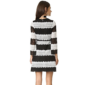 Jill Jill Stuart Women's 3/4-Sleeve Lace Two-Tone Dress, Black/White, 6