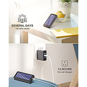 Portable Charger 45800mAh Solar Power Bank Camping Waterproof External Backup Charge with 2 Outputs & Type-C Inputs 2 LED Light Flashlight Backup Battery(Black)