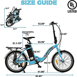 ECOTRIC Step-Through-2 20" Folding Electric Bicycle Powerful 350W Motor 36V/12.5AH Removable Lithium Battery City Bike Alloy Frame Ebike LED Display - 90% Pre-Assembled