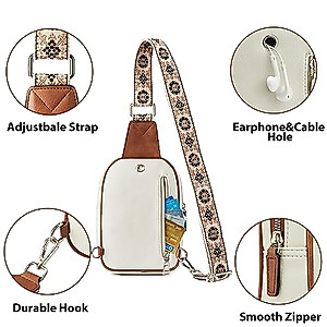 BOSTANTEN Small Sling Bag for Women Crossbody Purse, Leather Crossbody Bags Fanny Pack for Travel, Beige