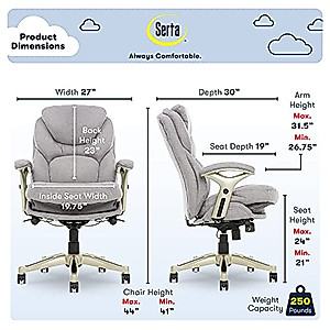 Serta Works Executive Office Chair with Back in Motion Technology, Seamless Light Gray Fabric
