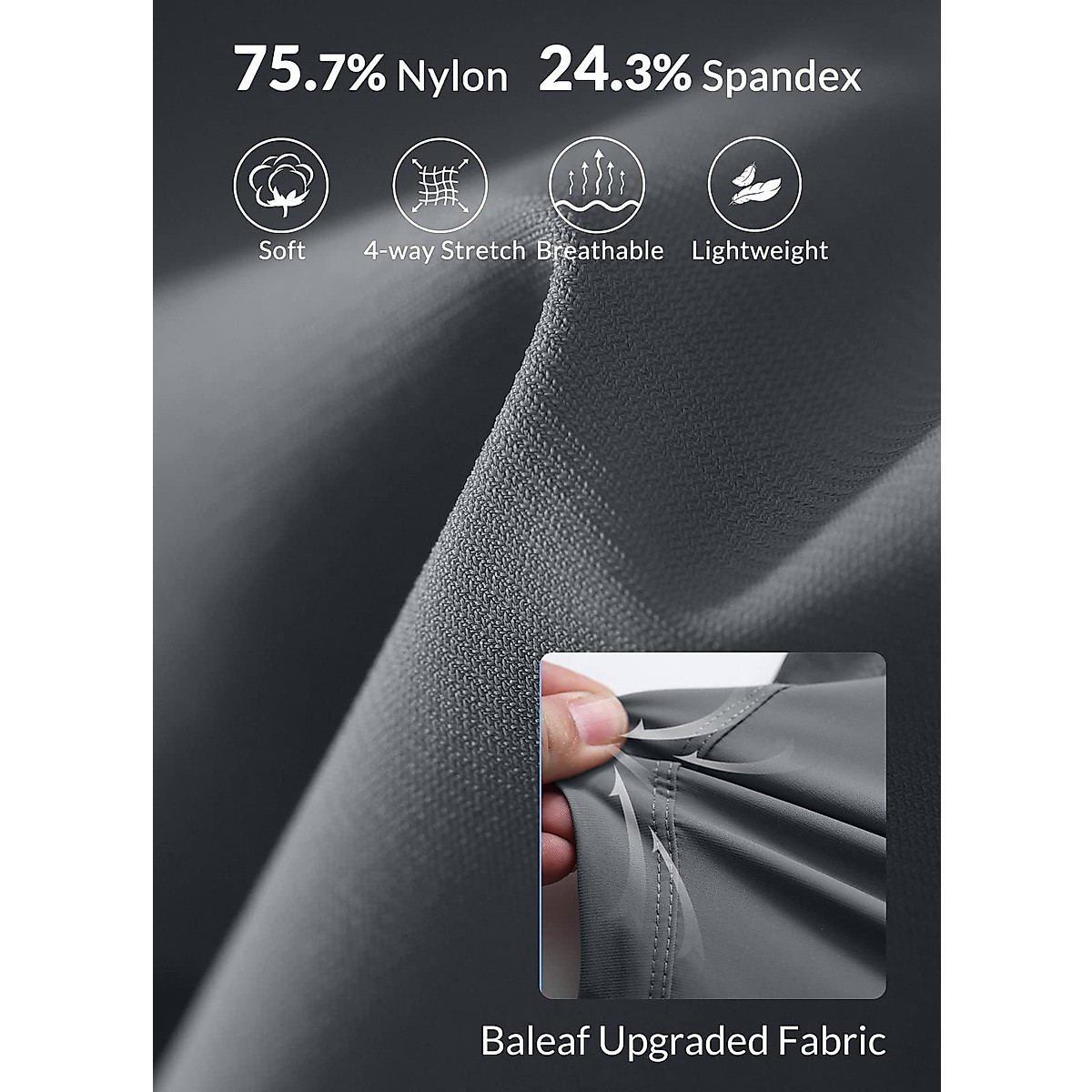 BALEAF Men's Lightweight Joggers Quick Dry Cargo Pants UPF 50+ Stretch Jogger Pants Hiking Outdoor Running Track Workout Grey L