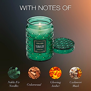 Voluspa Noble Fir Garland, Large Candle Jar, 18oz, Coconut Wax Blend, Christmas Scented Candles for Home, 100 Hour Burn Time, Poured in The USA