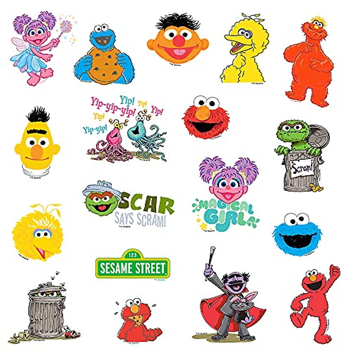 Sesame Street Sticker Pack Die Cut Vinyl Large Deluxe Stickers Variety Pack - Laptop, Water Bottle, Scrapbooking, Tablet, Skateboard, Indoor/Outdoor - Set of 50
