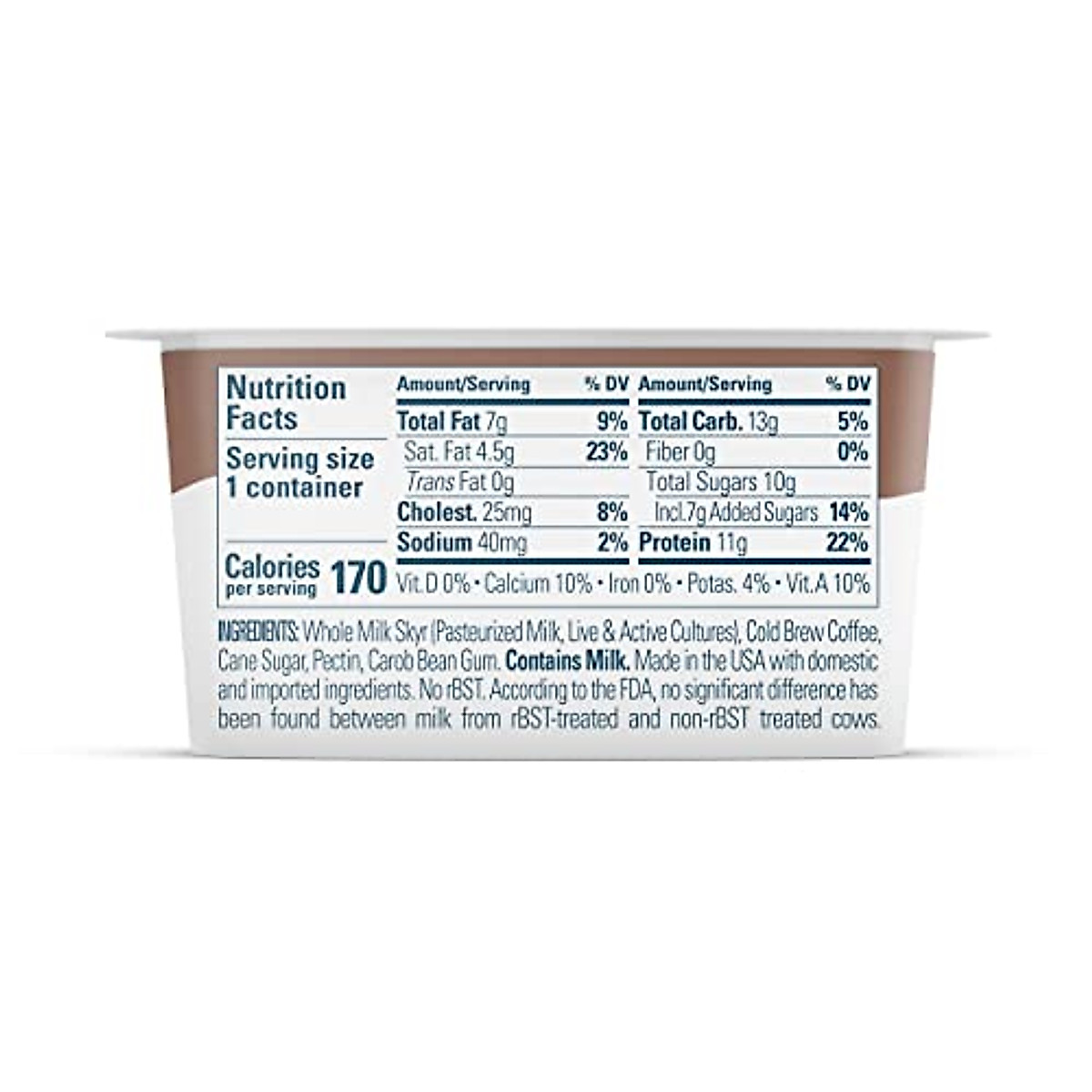 Icelandic Provisions, Coffee Cold Brew Extra Creamy Skyr Yogurt, 4.4 Ounce