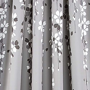 Lush Decor Weeping Flowers Darkening Window Curtains Panel Set for Living, Dining Room, Bedroom (Pair), 52"W x 84"L, Gray