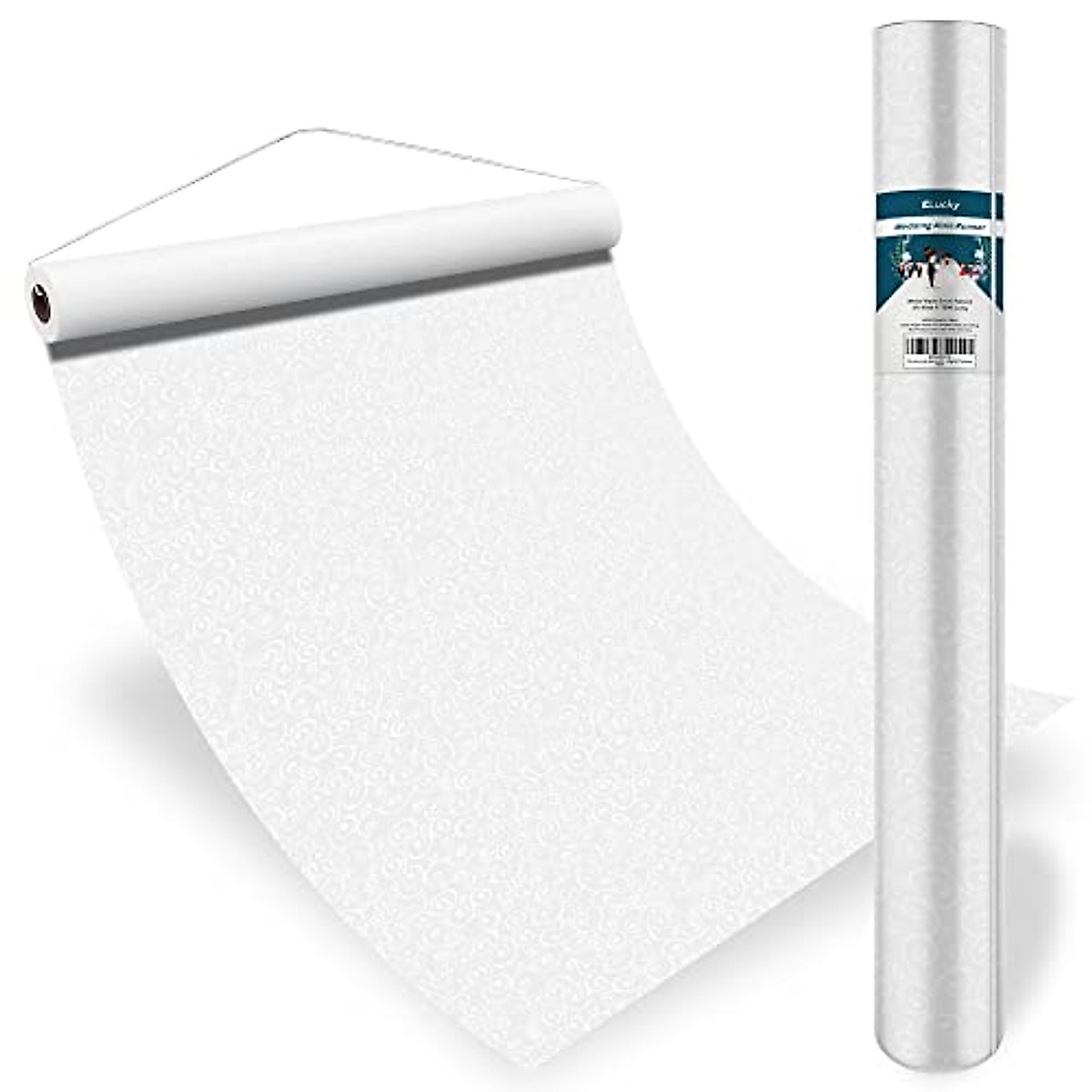 EZLucky Aisle Runner for Wedding Ceremony 3X100ft Includes Pull String, White Wave Scroll Pattern Carpet Runner for Wedding Ceremony, Party, Christmas Decorations, Indoor & Outdoor 40gsm Thickness