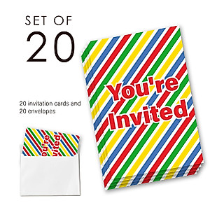 EUDOSI One is Fun 1st Birthday Party Invitations Supplies Fill-In Set of 20 with Envelopes Polka Dot 1st Birthday Bash Invites Cards, Double Sided