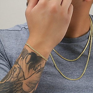 Nuragold 14k Yellow Gold 3.5mm Solid Miami Cuban Link Chain Bracelet, Mens Womens Jewelry 7" 7.5" 8" 8.5" 9"