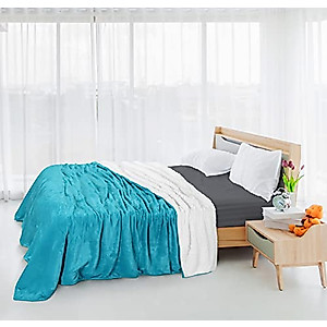 Utopia Bedding Sherpa Bed Blanket Throw Size Turquoise 480GSM Plush Blanket Fleece Reversible Blanket for Bed and Couch (60x50 Inches)