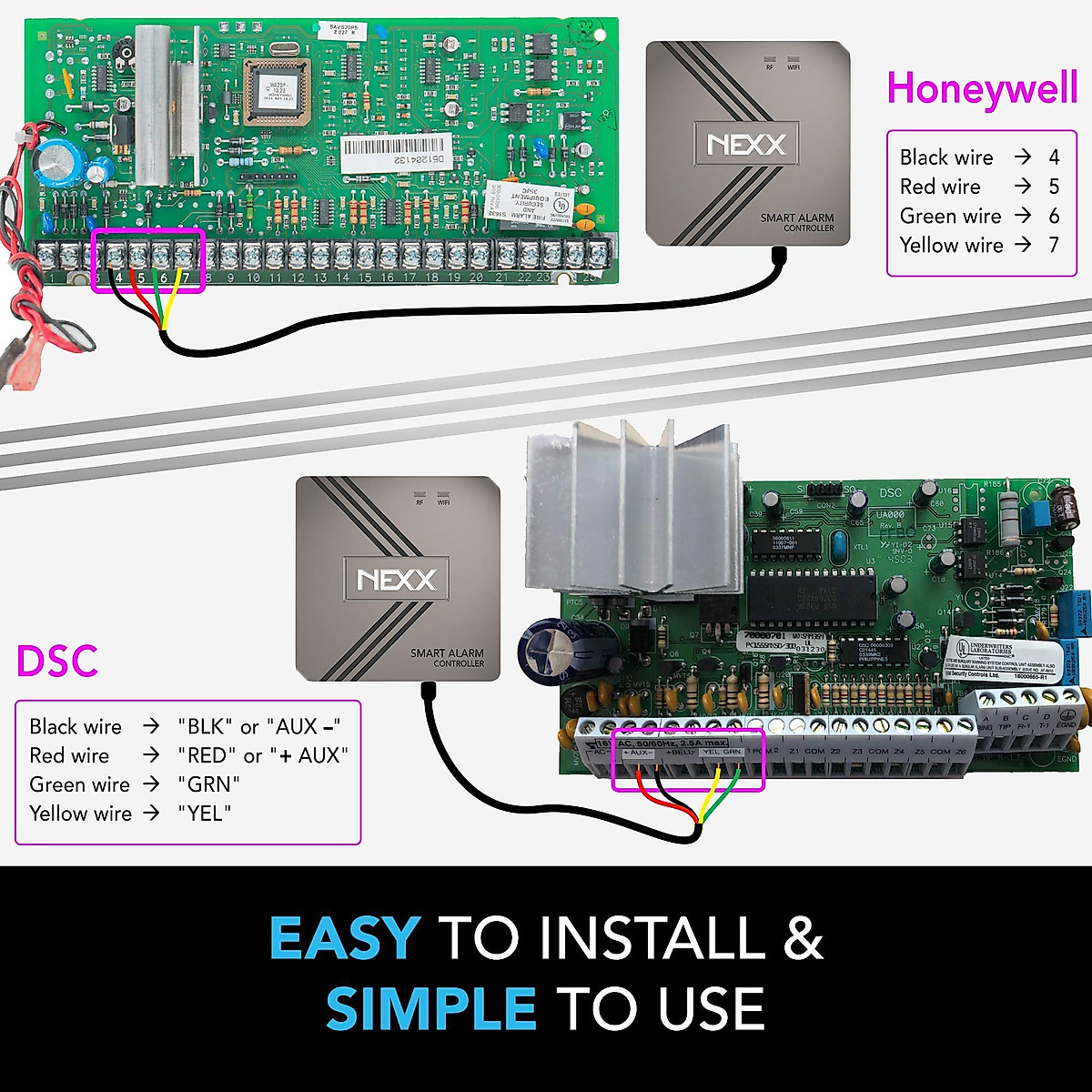 Nexx Smart Alarm Wi-Fi Controller NXAL-100 - Remotely Control Existing Alarm Security System with Nexx App, Compatible with Alexa, Google Assistant, Siri, SmartThings, No Monitoring Service Required
