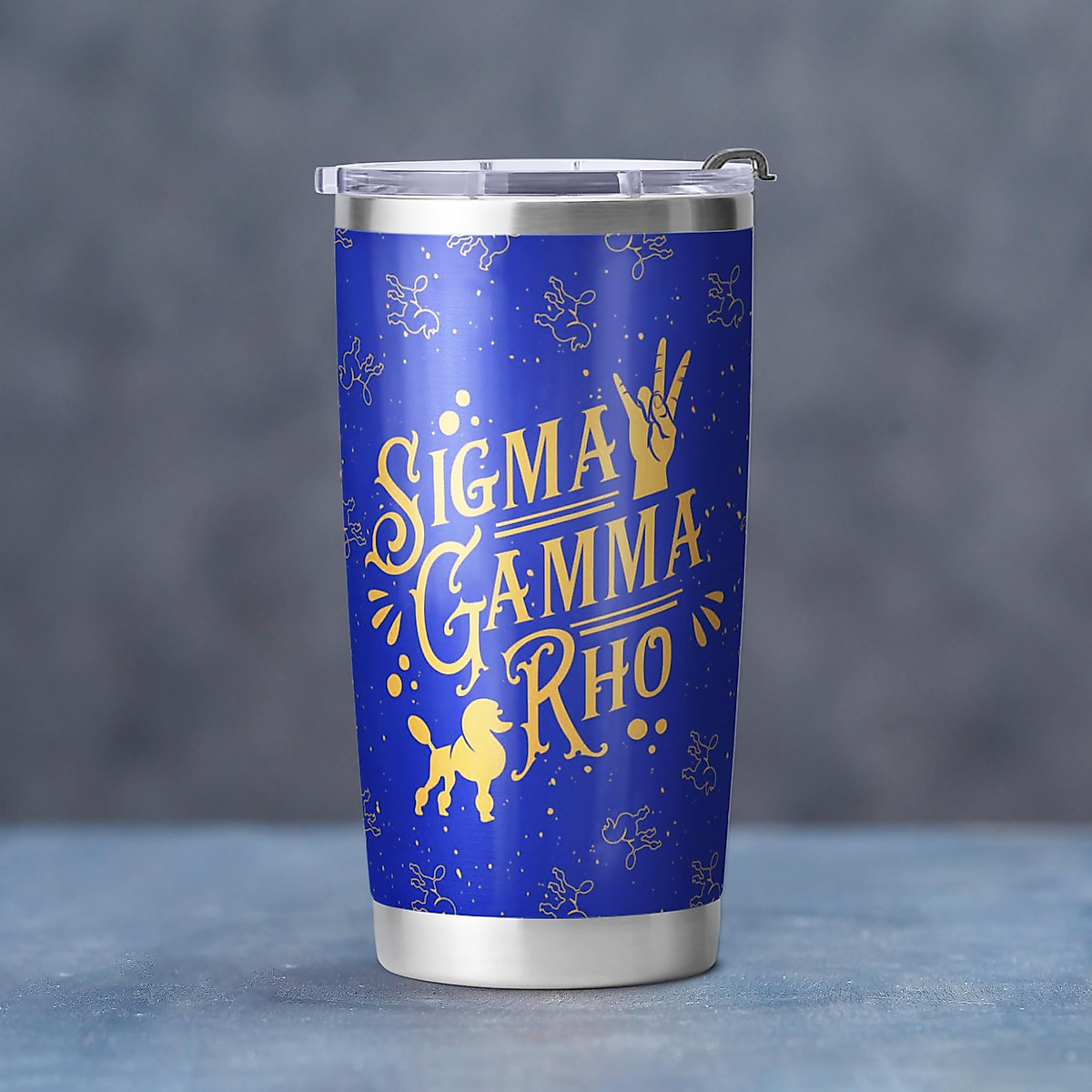 BBGreek Sigma Gamma Rho Sorority Paraphernalia - SGRHO - Official Vendor - 20 oz Stainless Steel Insulated Tumbler - Poodle