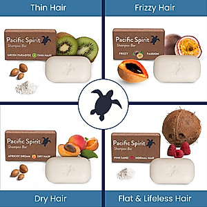Pacific Spirit Shampoo Bar for thin hair with Argan Oil & Kiwi, Gentle foam, Natural, Green, SLS free, Sulfate Free, Soap-Free, Zero Waste, Vegan, 3.53 Oz