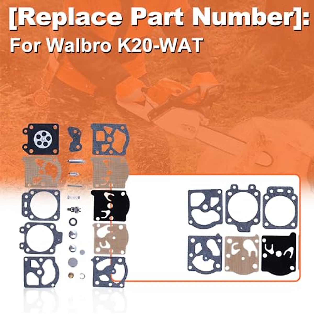 Mtanlo Carburetor Carb Repair Rebuild Kit For Walbro K20-WAT Husqvarna 55 51 455 460 Rancher Echo Poulan Pro Homelite Stihl 026 Chainsaw Trimmers Replacement Part