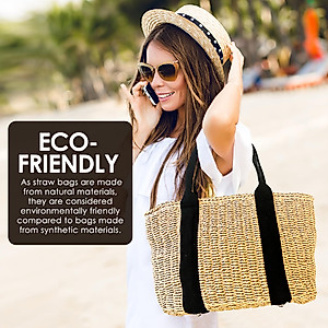 Rattan Women Shoulder Bags Large Capacity Female Summer, Beach, Minimalist, Daily, Top-handle Handbag,Straw Totes